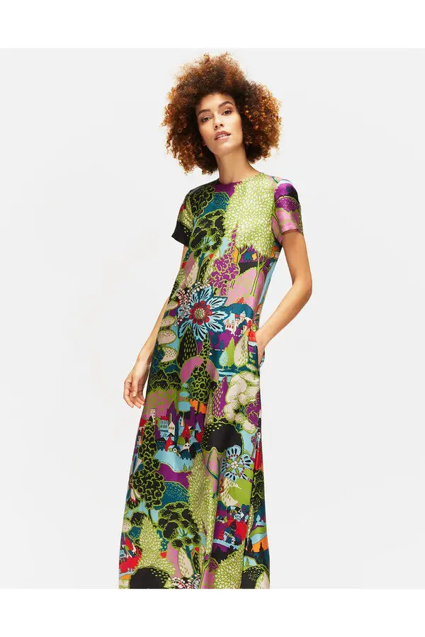 La DoubleJ Swing Dress Paesaggio In Silk