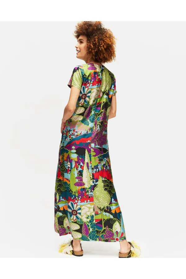 La DoubleJ Swing Dress Paesaggio In Silk