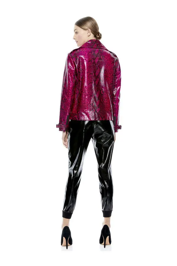 Alice + Olivia Cody Leather Oversized Jacket In Pink - 75% Off  display picture 1