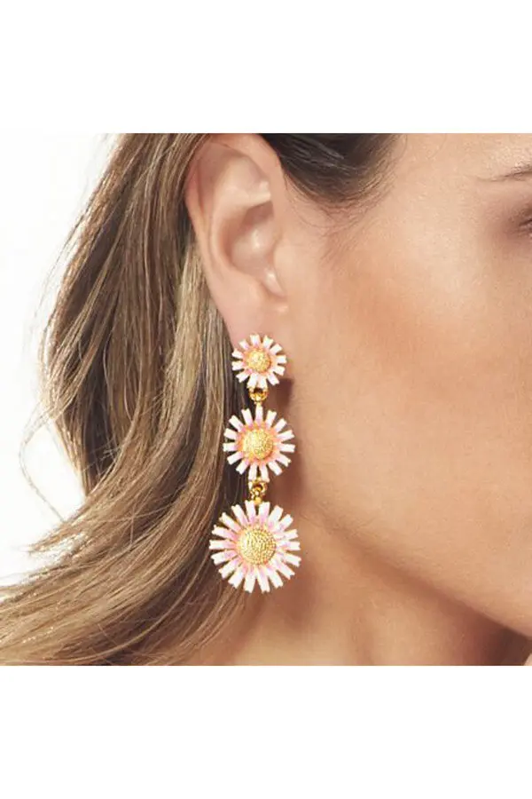 KENNETH JAY LANE 3 Graduated Daisy Earrings - Pink