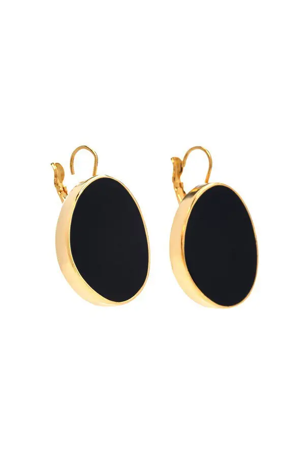 KENNETH JAY LANE Kidney Pierced Earrings - Black