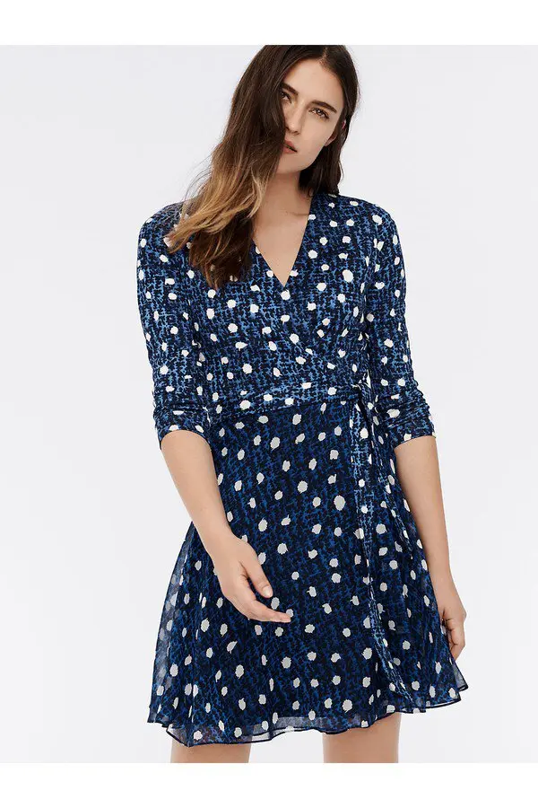 Diane Von Furstenberg Irina Silk-Jersey Wrap Dress In Navy - 40% Off |  Editorialist