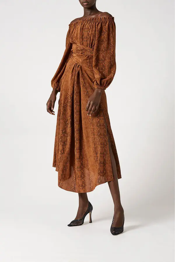 scanlan theodore brown dress Scanlan Theodore Embroidered Shoestring Dress