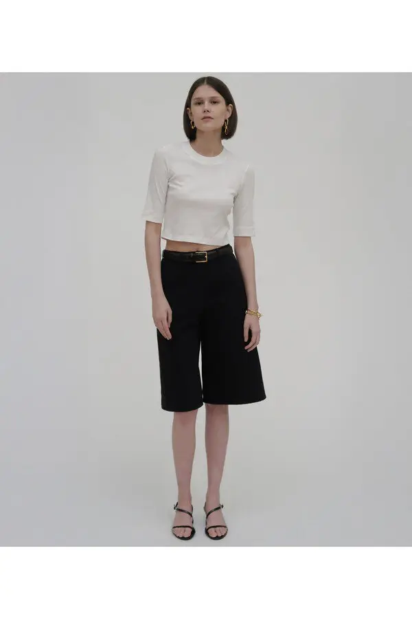Rosetta Getty Mercerized Cotton Jersey Crop Top - White