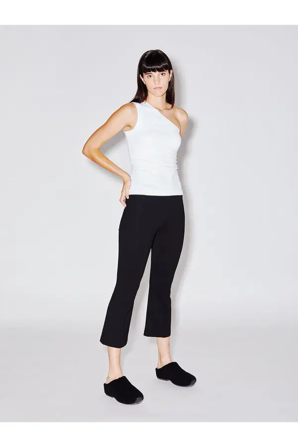 Rosetta Getty Pull On Cropped Flare - Black / White