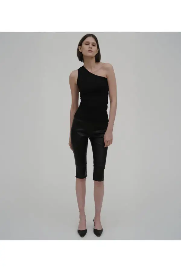 Rosetta Getty Interlock Jersey One-shoulder Tank Top - Black