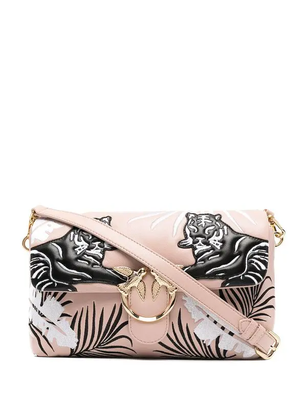 Pinko O Tiger-embroidered Shoulder Bag
