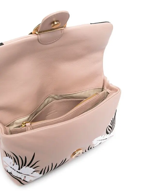 Pinko O Tiger-embroidered Shoulder Bag