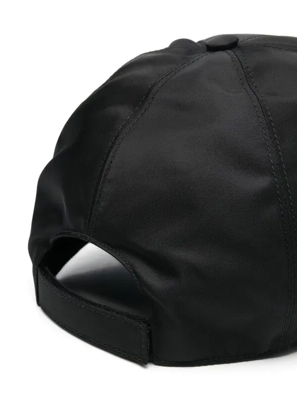 Prada Enameled Triangle Logo Baseball Cap - Black