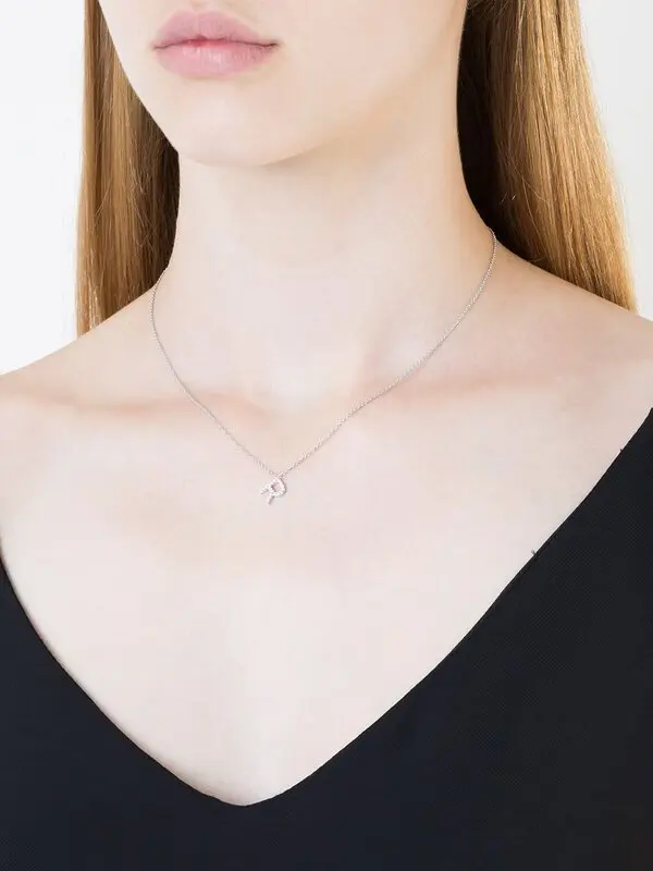 ALINKA 18kt White Gold Diamond 'r' Initial Pendant Necklace
