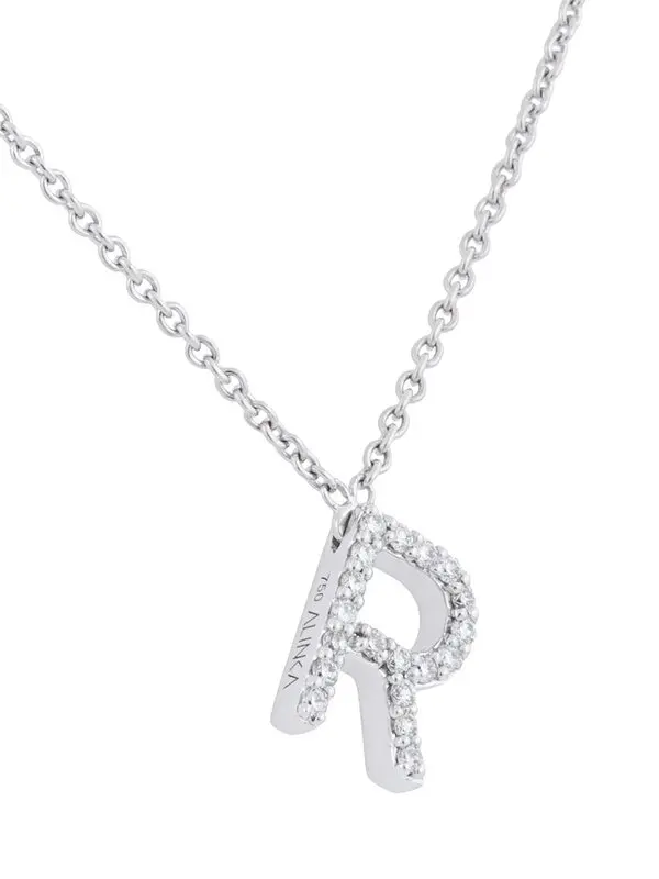 ALINKA 18kt White Gold Diamond 'r' Initial Pendant Necklace