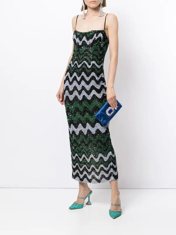 Rachel Gilbert Callum Sequin-Embellished Gown - Green | Editorialist