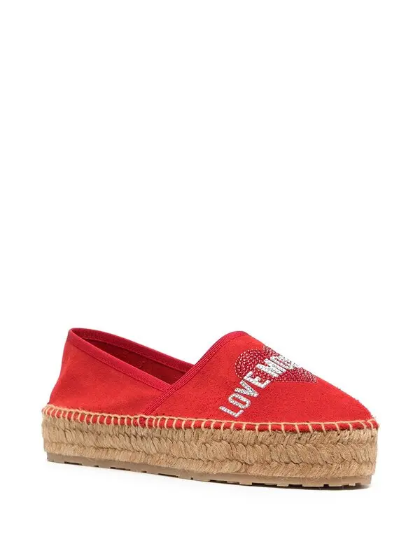 Moschino Rhinestone-logo Flatform Espadrilles