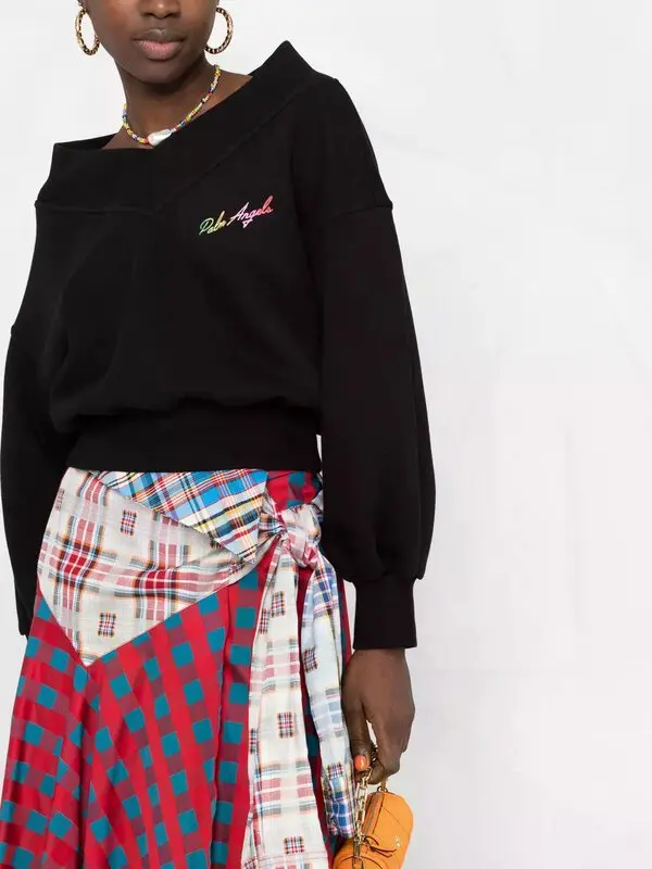 Palm Angels Off-shoulder Logo Print Sweatshirt
