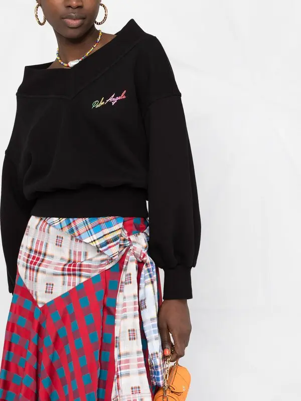 Palm Angels Off-shoulder Logo Print Sweatshirt