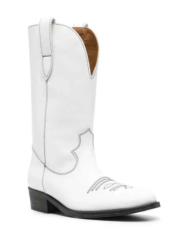VIA ROMA 15 Stitch-embellished Leather Boots