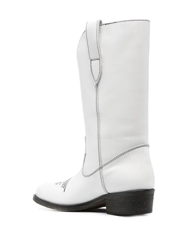 VIA ROMA 15 Stitch-embellished Leather Boots