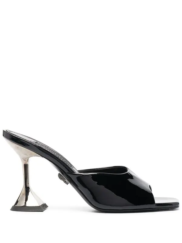 Philipp Plein Square-toe Heeled Sandals - Black