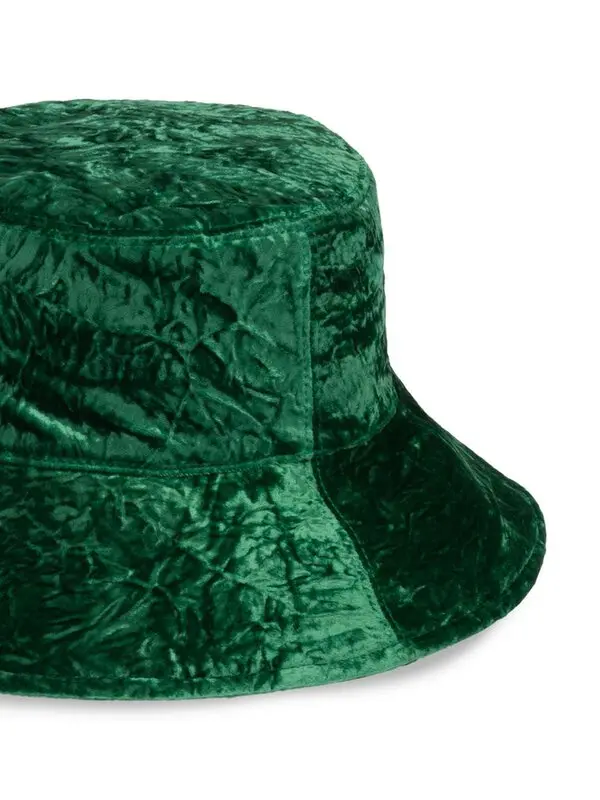 Miu Miu Velvet-Effect Bucket Hat - Green | Editorialist