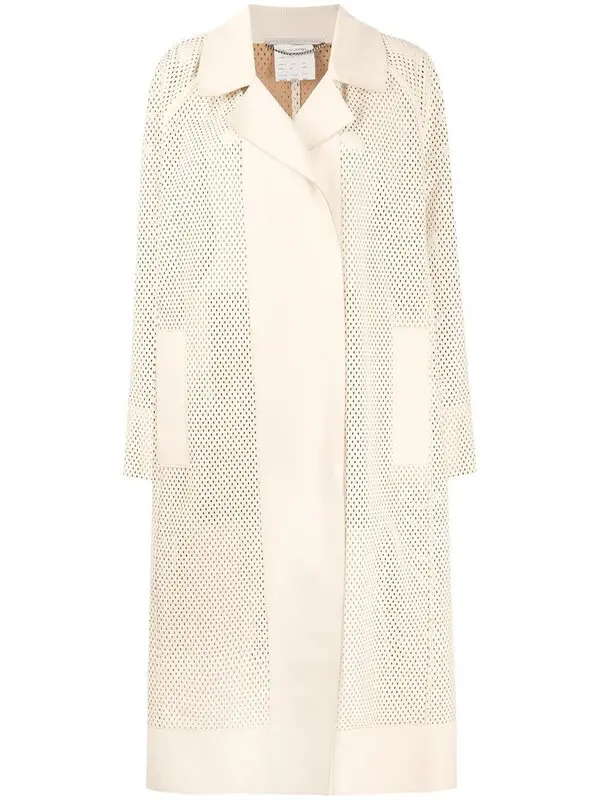 Stella McCartney Faux-leather Perforated Coat - Neutrals