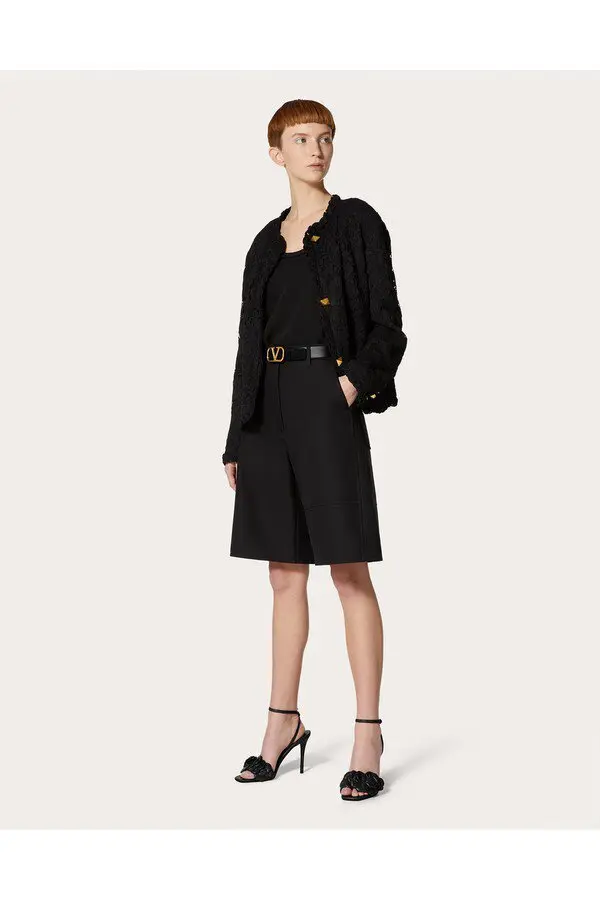 Valentino Garavani Vgold Double Splittable Gabardine Bermuda Shorts