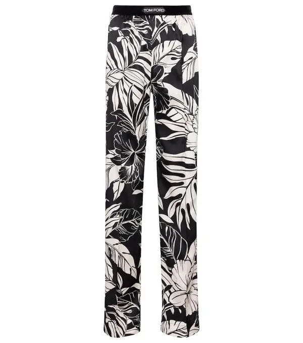 TOM FORD Floral Stretch-silk Satin Pants