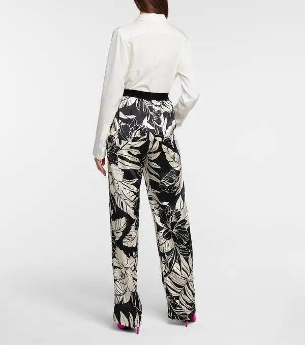 TOM FORD Floral Stretch-silk Satin Pants