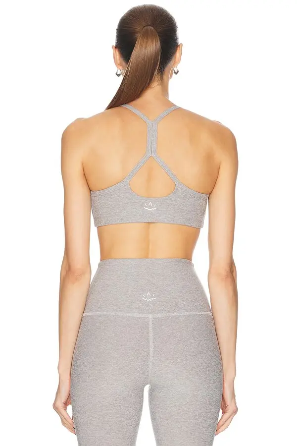 Beyond Yoga Spacedye Slim Racerback Bra In Black - Silver Mist