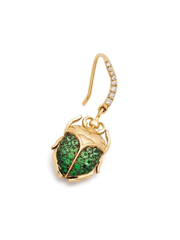AURÉLIE BIDERMANN 18kt Yellow Scarab Tsavorite And Diamond Earrings