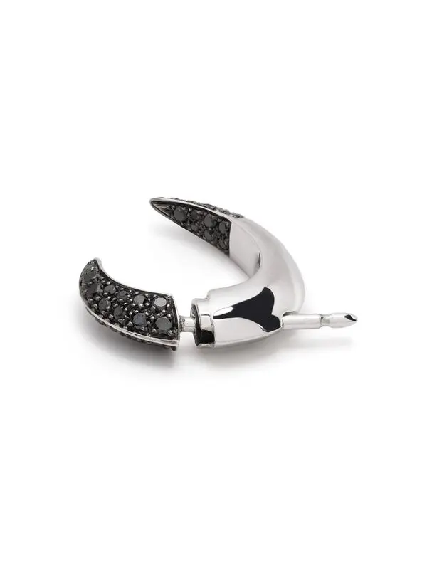SHAUN LEANE 18kt White Gold Small Talon Black Diamond Earrings - Silver