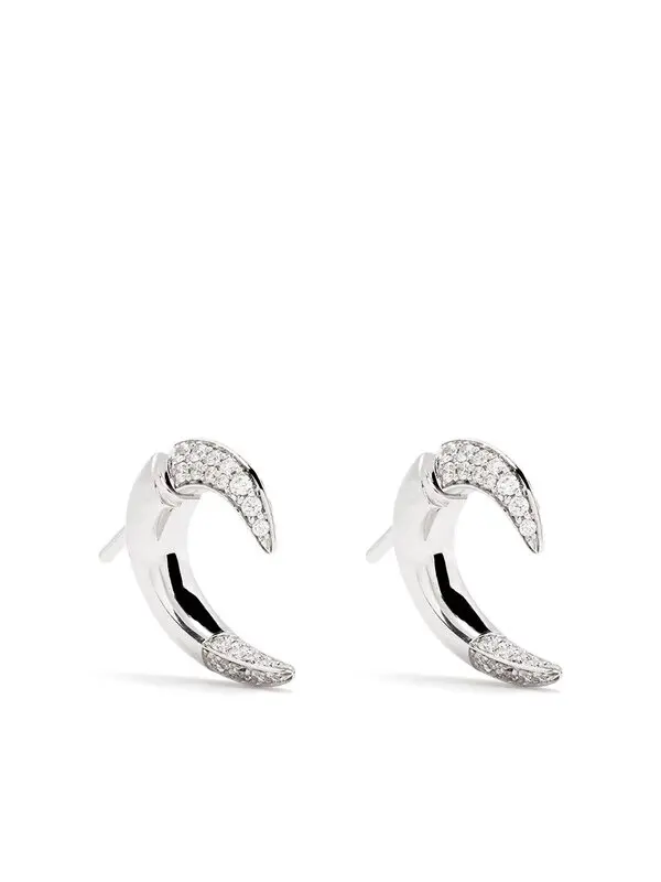 SHAUN LEANE 18kt White Gold Small Talon Diamond Earrings - Silver