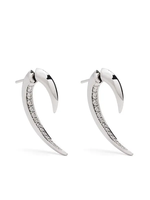 SHAUN LEANE 18kt White Gold Hook Diamond Earrings - Silver