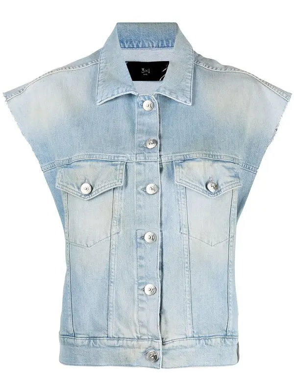 3x1 Sleeveless Denim Jacket - Blue