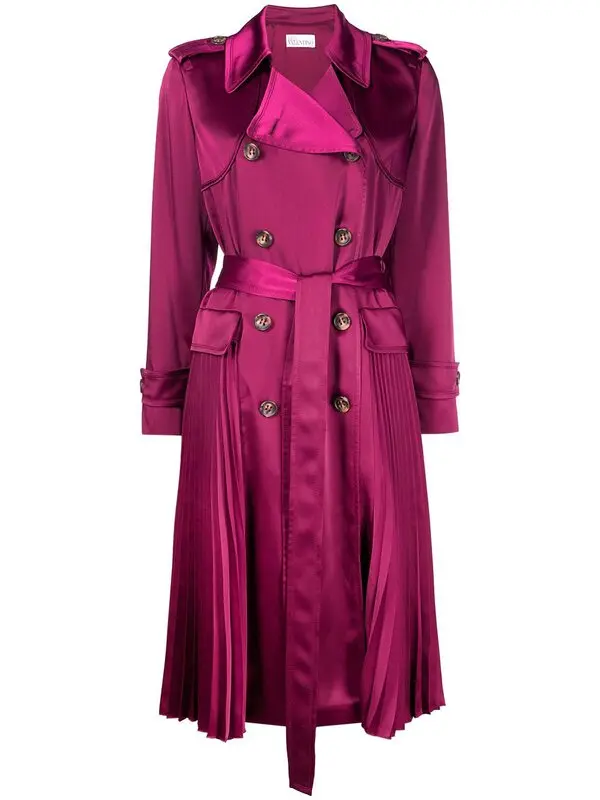 Red Valentino Valentino Pleat-Detail Trench Coat In Red - 72% Off
