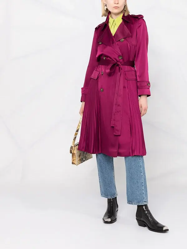Red Valentino Valentino Pleat-Detail Trench Coat In Red - 72% Off