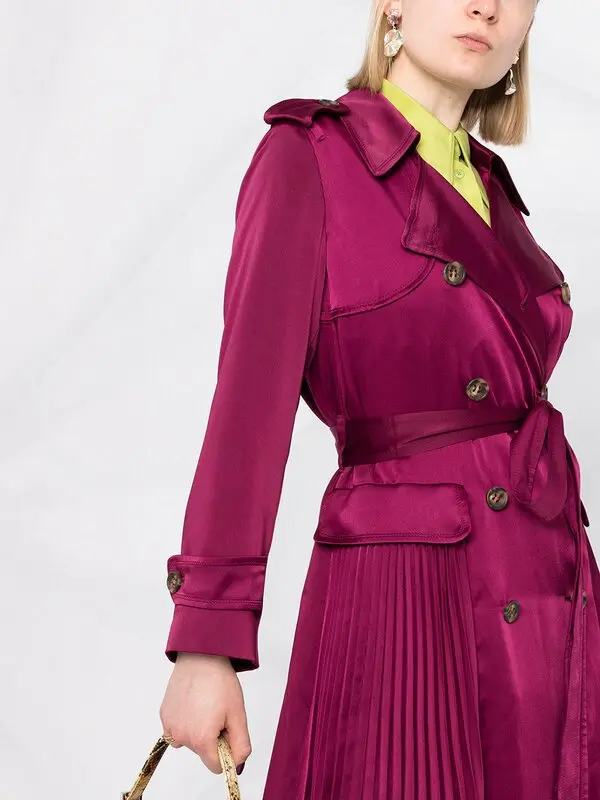 Red Valentino Valentino Pleat-Detail Trench Coat In Red - 72% Off