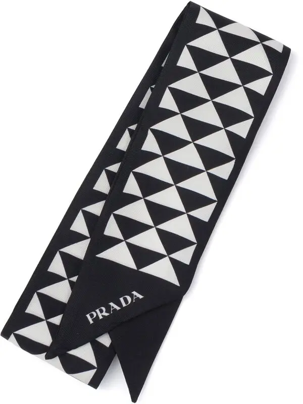 Prada Triangle-logo Twill Scarf - Black