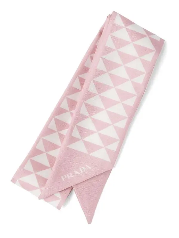 Prada Triangle-logo Twill Scarf - Pink
