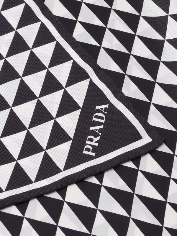 Prada Triangle-logo Twill Scarf - Black