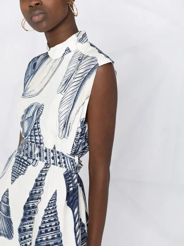 Stella McCartney Sleeveless Shell-print Silk Dress