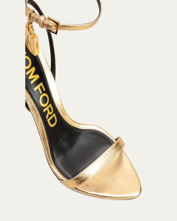 TOM FORD Lock Metallic Stiletto Sandals - Gold