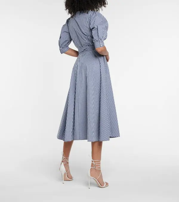Ralph Lauren Gingham Cotton Midi Wrap Dress In Blue - 34% Off | Editorialist