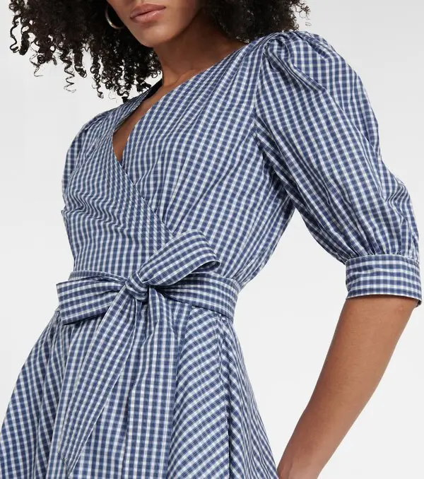 Ralph Lauren Gingham Cotton Midi Wrap Dress In Blue - 34% Off | Editorialist