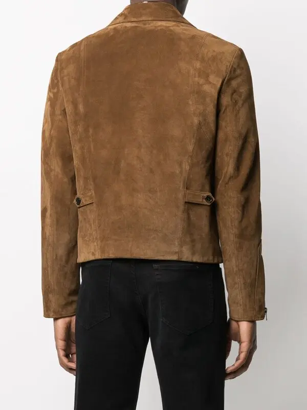 Saint Laurent Single-Breasted Suede Jacket - Brown | Editorialist