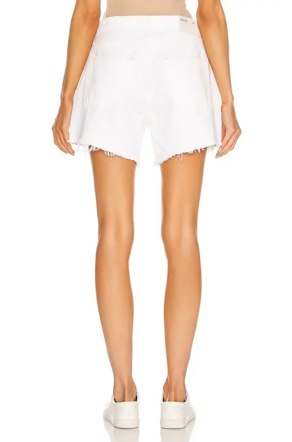 Agolde Parker Long Denim Short Panna Cotta Editorialist