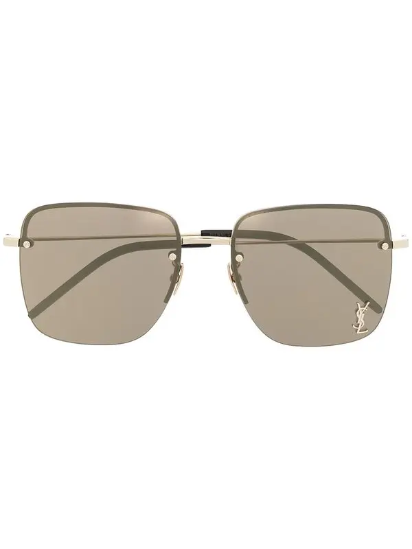 Saint Laurent Monogram Sl312m Square-frame Sunglasses - Gold