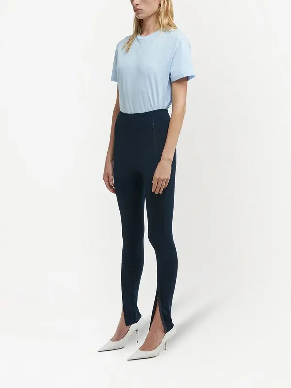 Wardrobe.NYC Front Ankle-zip Leggings - Blue