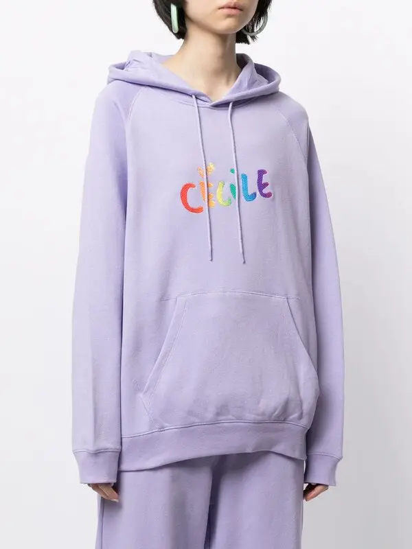Être Cécile Logo Print Hoodie - Purple