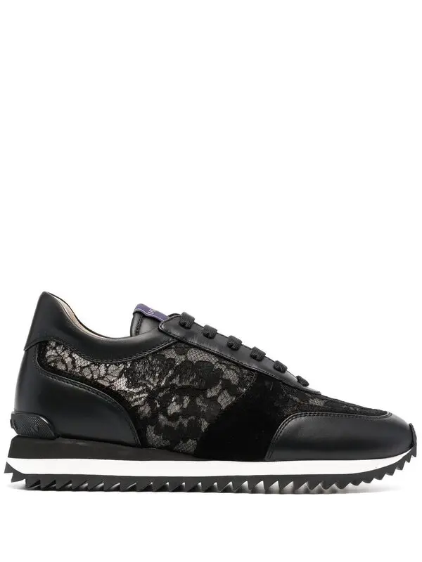 LE SILLA Claire Lace-embellished Sneakers - Black