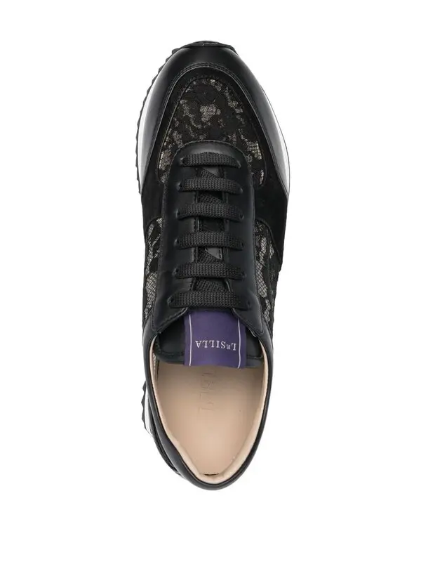 LE SILLA Claire Lace-embellished Sneakers - Black